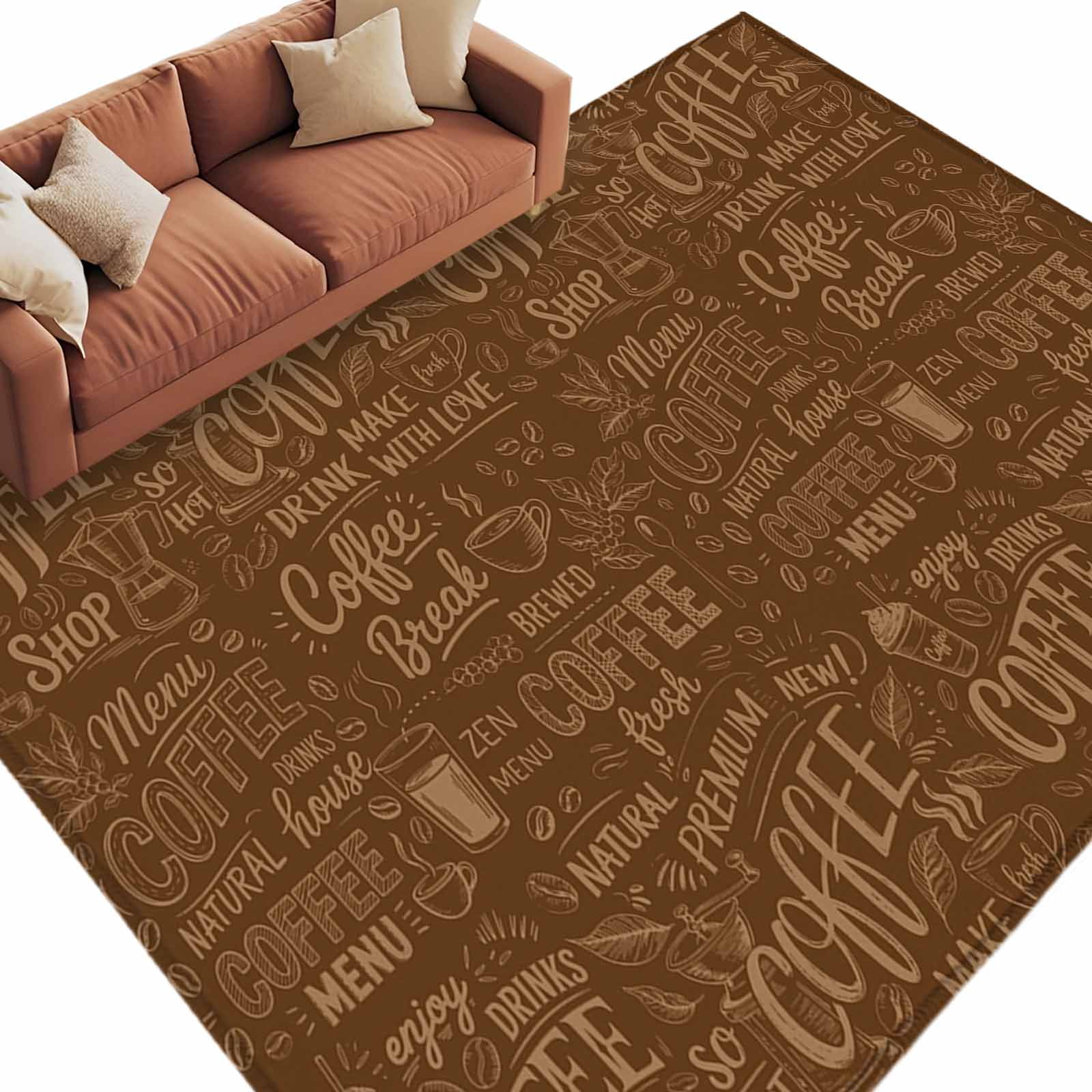 5x8 Area Rugs for Living Room, Brown Coffee Non Slip Area Rugs for ...