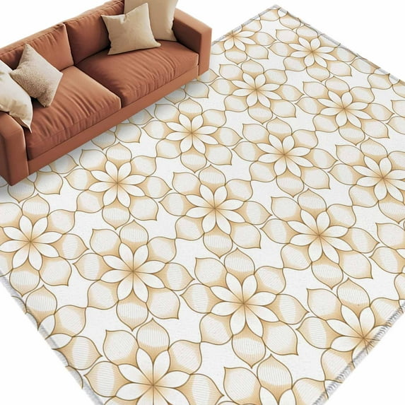 5x8 Area Rugs for Living Room, Brown Flower Non Slip Area Rugs for ...