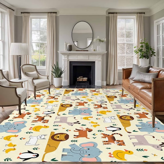 5x8 Area Rugs for Living Room, Cartoon Animals Non Slip Area Rugs for ...