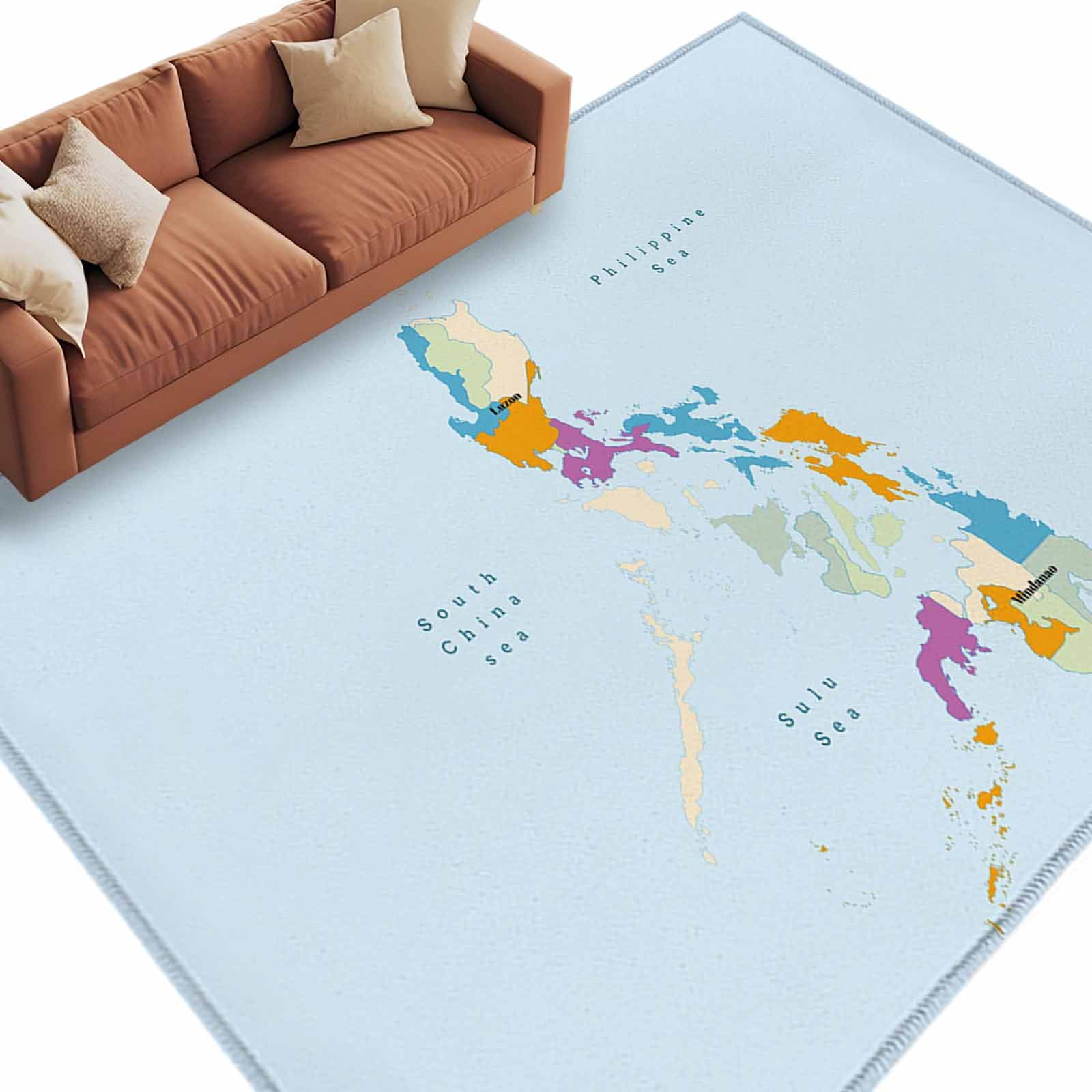 5x8 Area Rugs for Living Room, Colorful Map Non Slip Area Rugs for ...