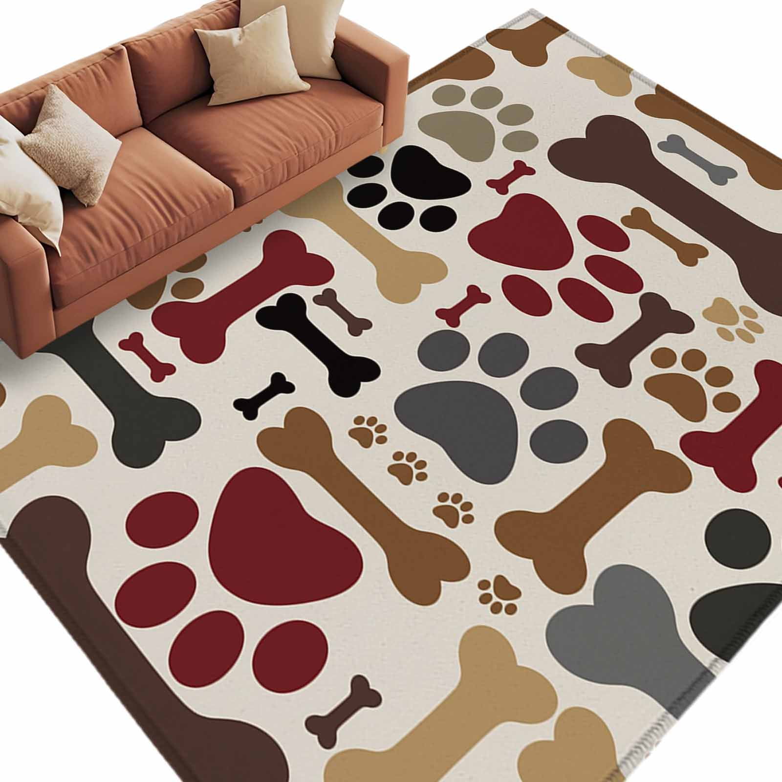 5x8 Area Rugs for Living Room, Dog Paw Print Non Slip Area Rugs for ...