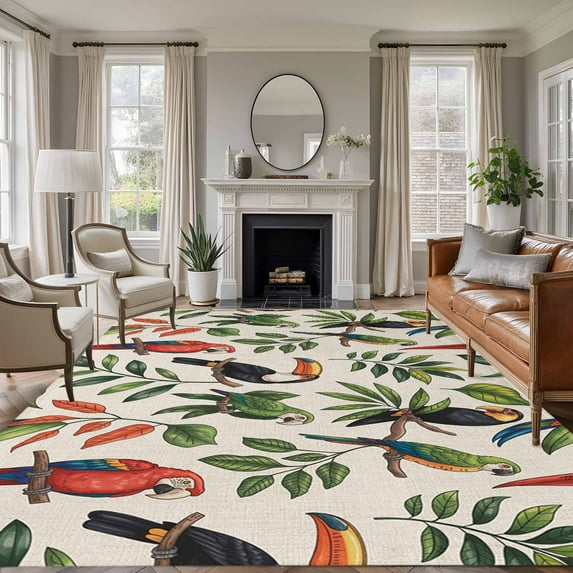 5x8 Area Rugs for Living Room, Farmhouse Parrots Non Slip Area Rugs for ...