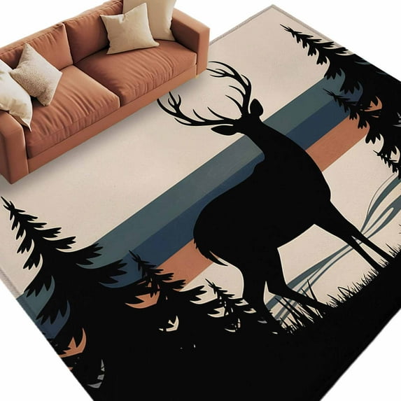 5x8 Area Rugs for Living Room, Forest Elk Non Slip Area Rugs for ...