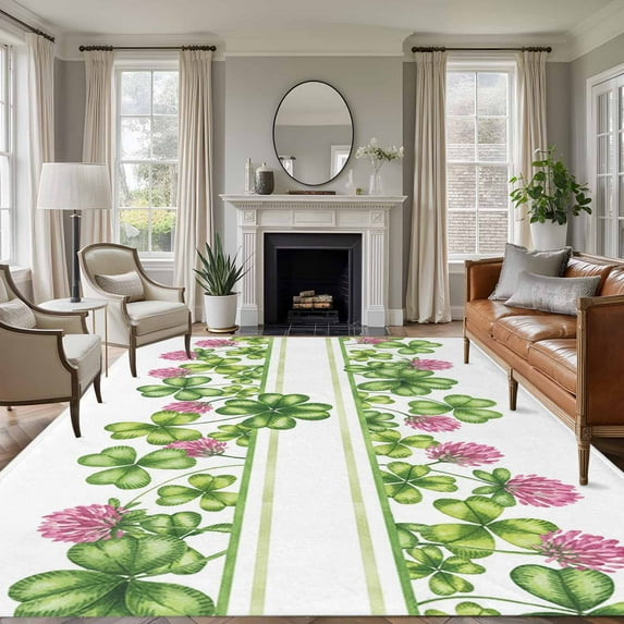 5x8 Area Rugs for Living Room, Green Leaves Non Slip Area Rugs for ...