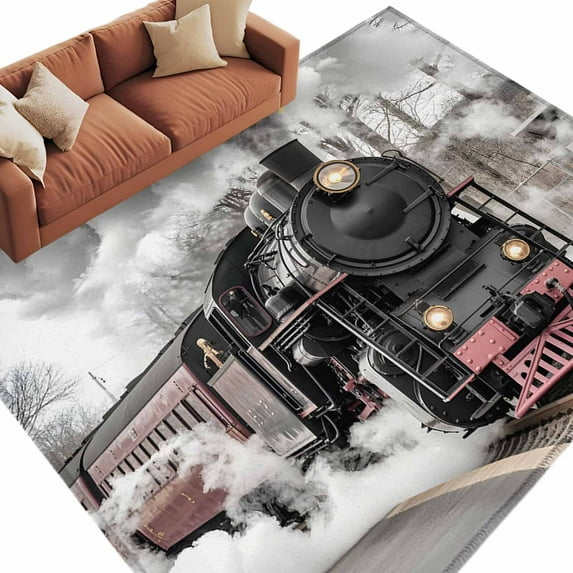 5x8 Area Rugs for Living Room, Modern Trains Non Slip Area Rugs for ...