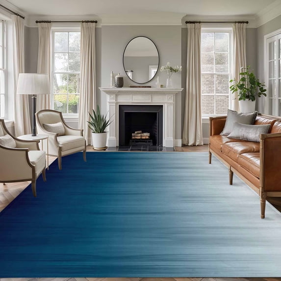 5x8 Area Rugs for Living Room, Navy Blue Ombre Non Slip Area Rugs for ...