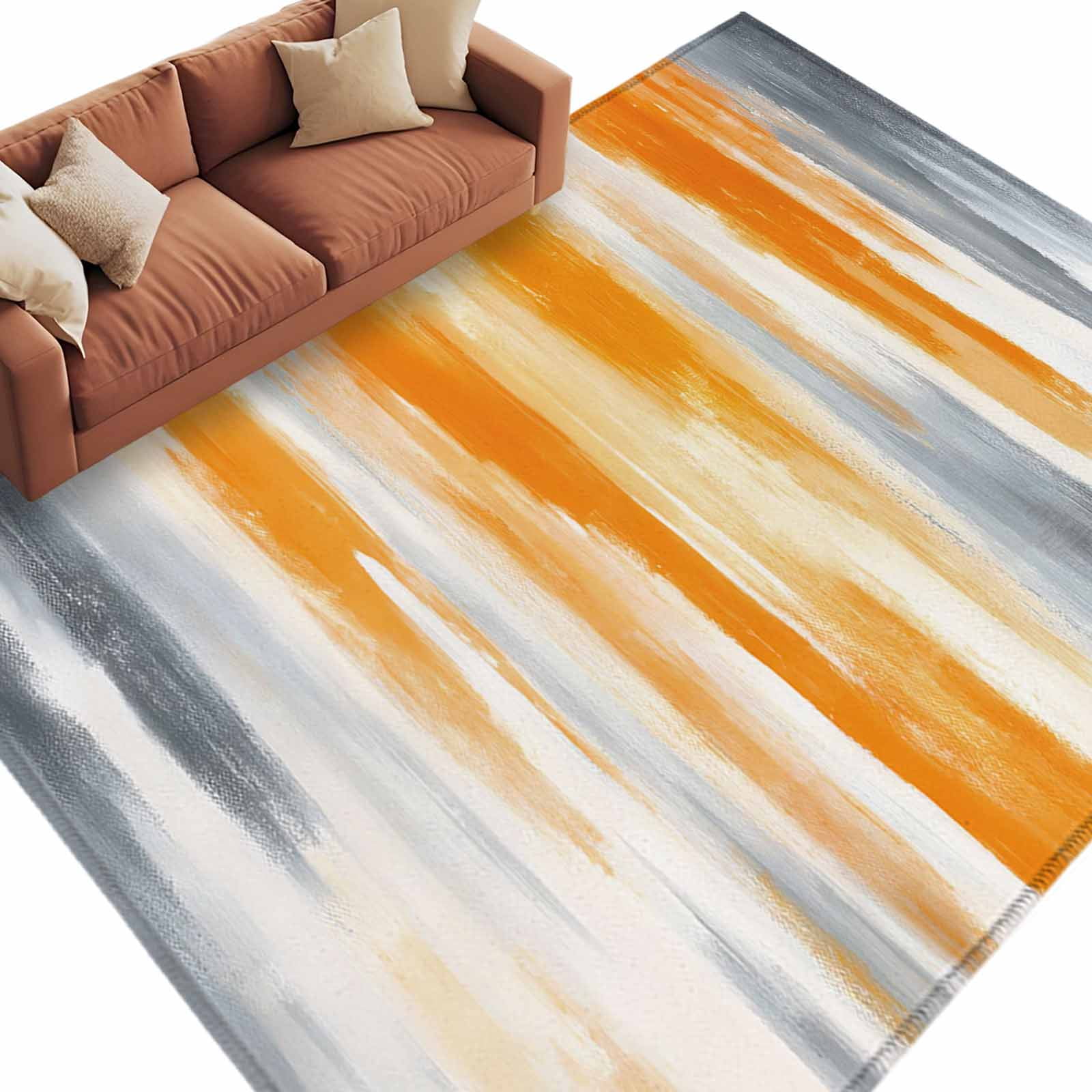 5x8 Area Rugs for Living Room, Orange Gray Non Slip Area Rugs for ...