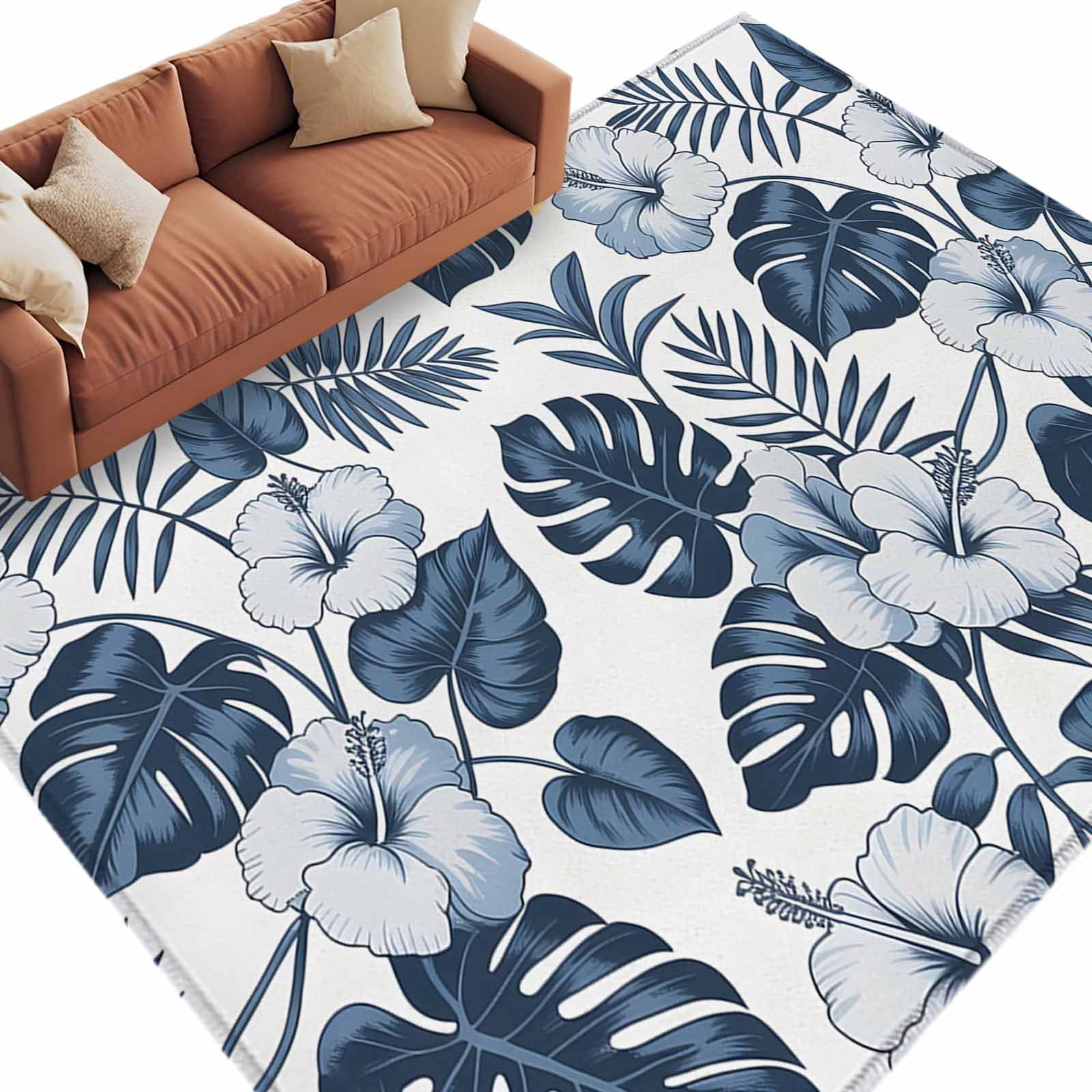 5x8 Area Rugs for Living Room, Palm Leaves Non Slip Area Rugs for ...