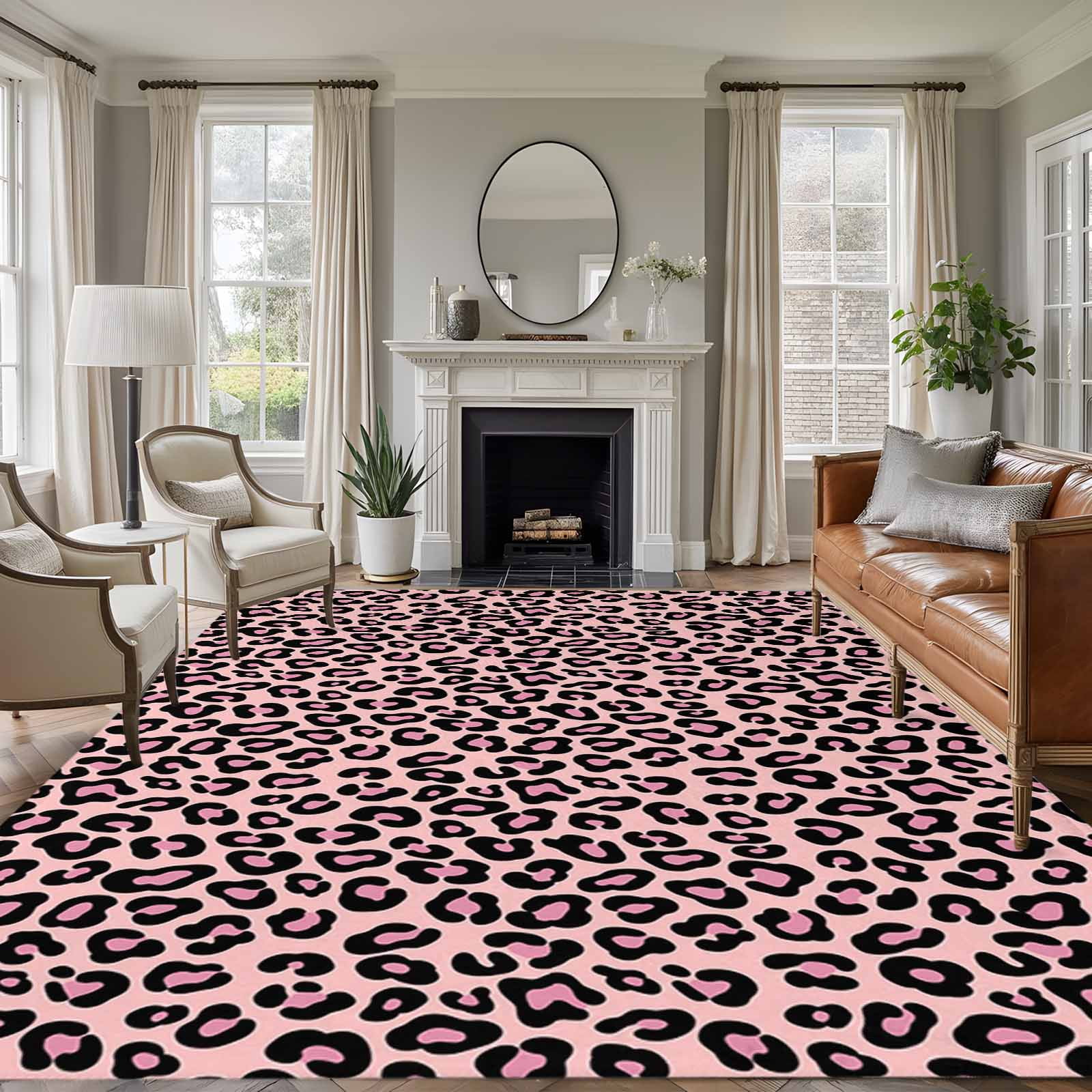 5x8 Area Rugs for Living Room, Pink Black Non Slip Area Rugs for ...