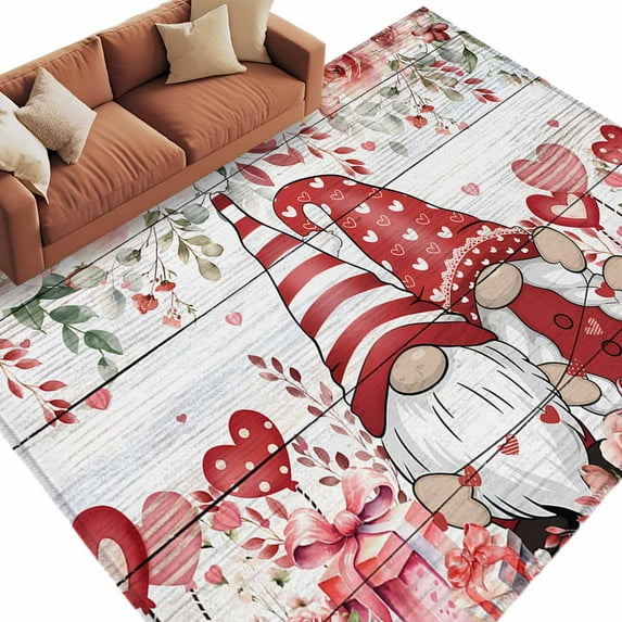 5x8 Area Rugs for Living Room, Pink Valentine's Day Non Slip Area Rugs ...