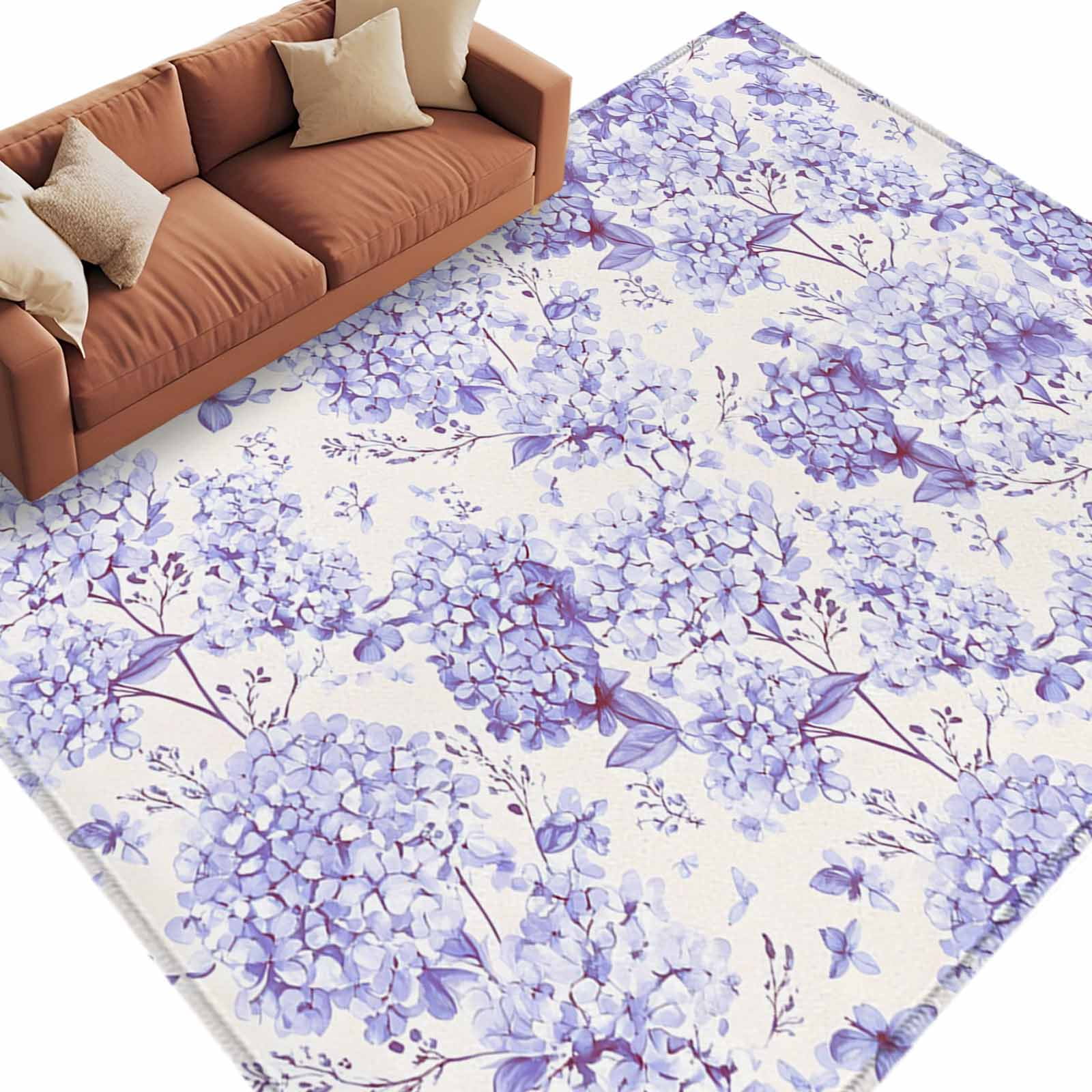 5x8 Area Rugs for Living Room, Purple Floral Non Slip Area Rugs for ...