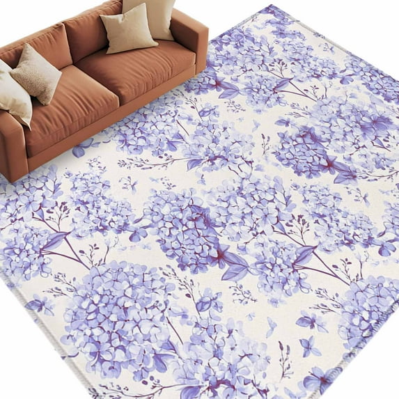 5x8 Area Rugs for Living Room, Purple Floral Non Slip Area Rugs for ...