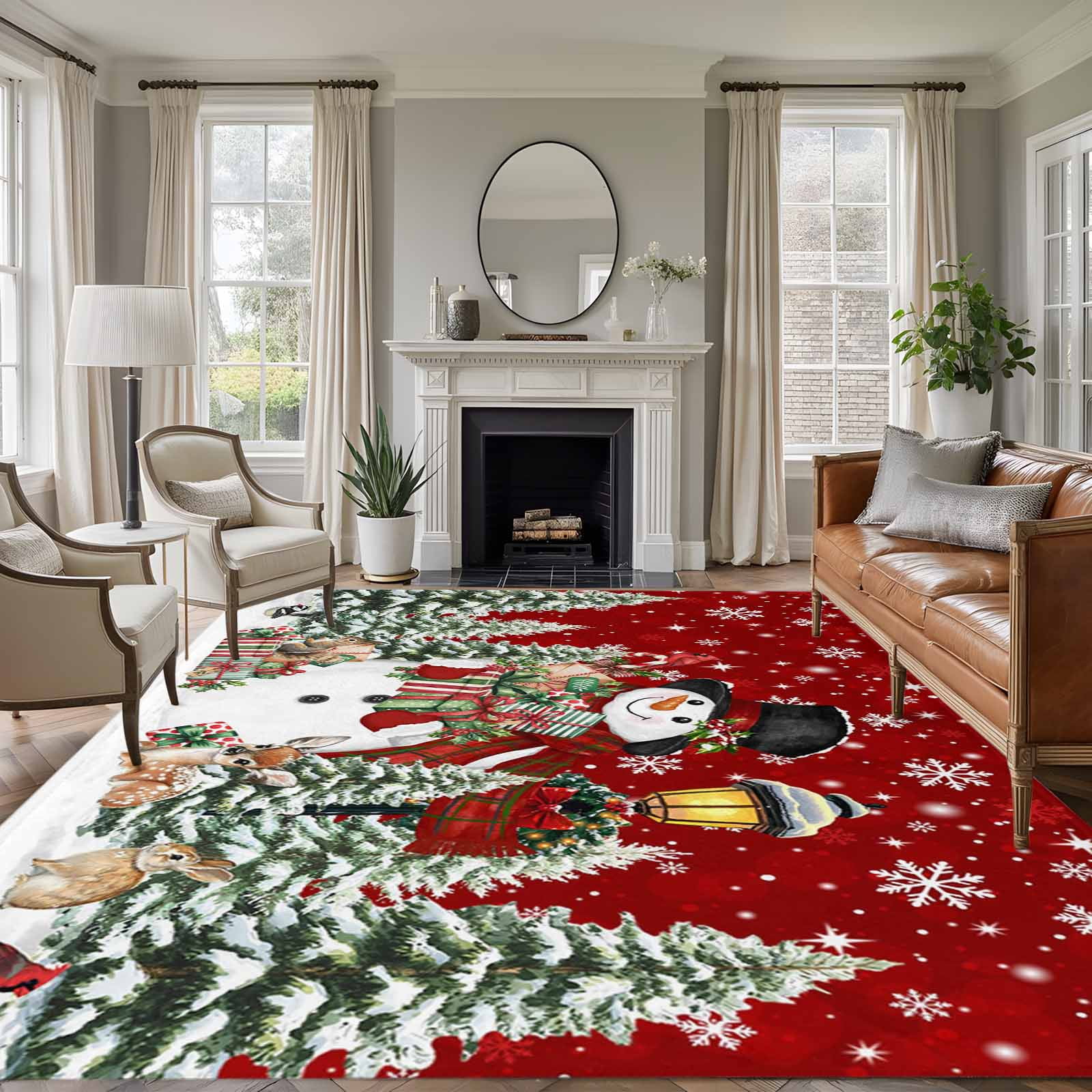 5x8 Area Rugs for Living Room, Red Christmas Non Slip Area Rugs for ...