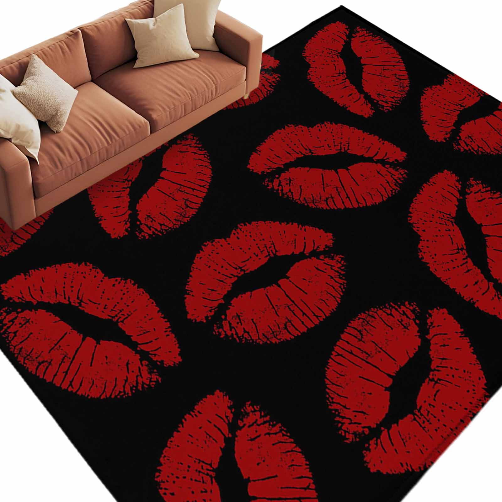 5x8 Area Rugs for Living Room, Red Lips Non Slip Area Rugs for Kitchen ...