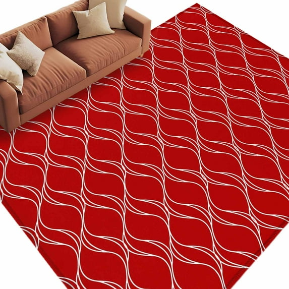 5x8 Area Rugs for Living Room, Red White Stripes Non Slip Area Rugs for ...