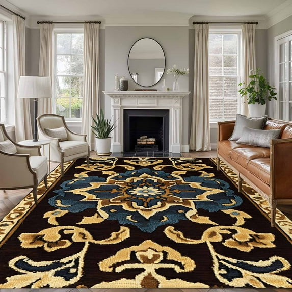 5x8 Area Rugs for Living Room, Retro Geometric Non Slip Area Rugs for ...