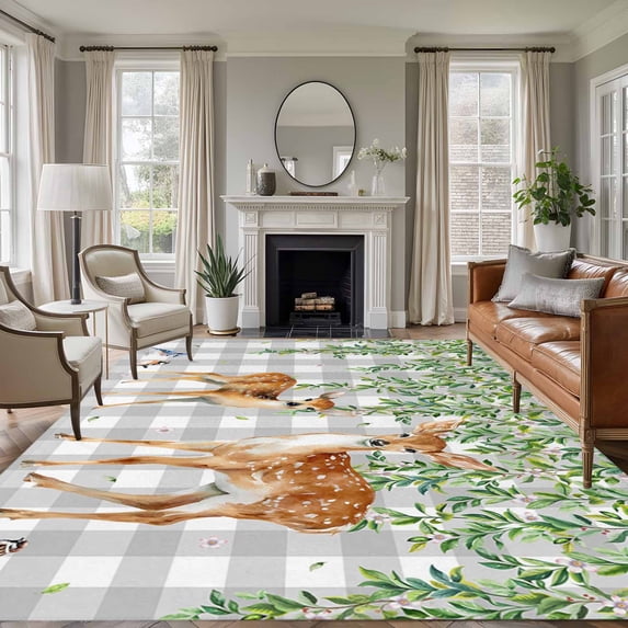 5x8 Area Rugs for Living Room, Spring Botanical Non Slip Area Rugs for ...