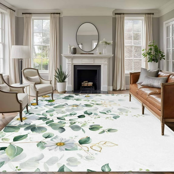 5x8 Area Rugs for Living Room, Spring Floral Non Slip Area Rugs for ...