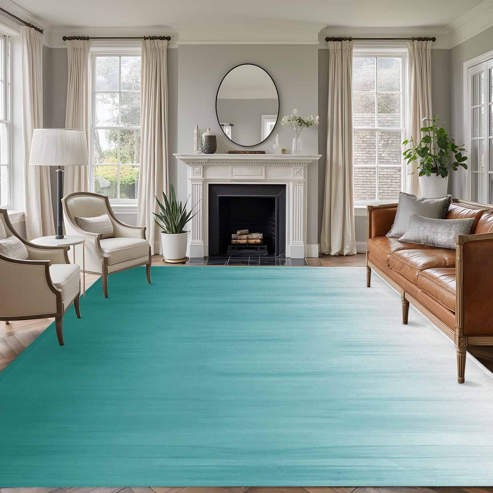 5x8 Area Rugs for Living Room, Teal Green Ombre Non Slip Area Rugs for ...