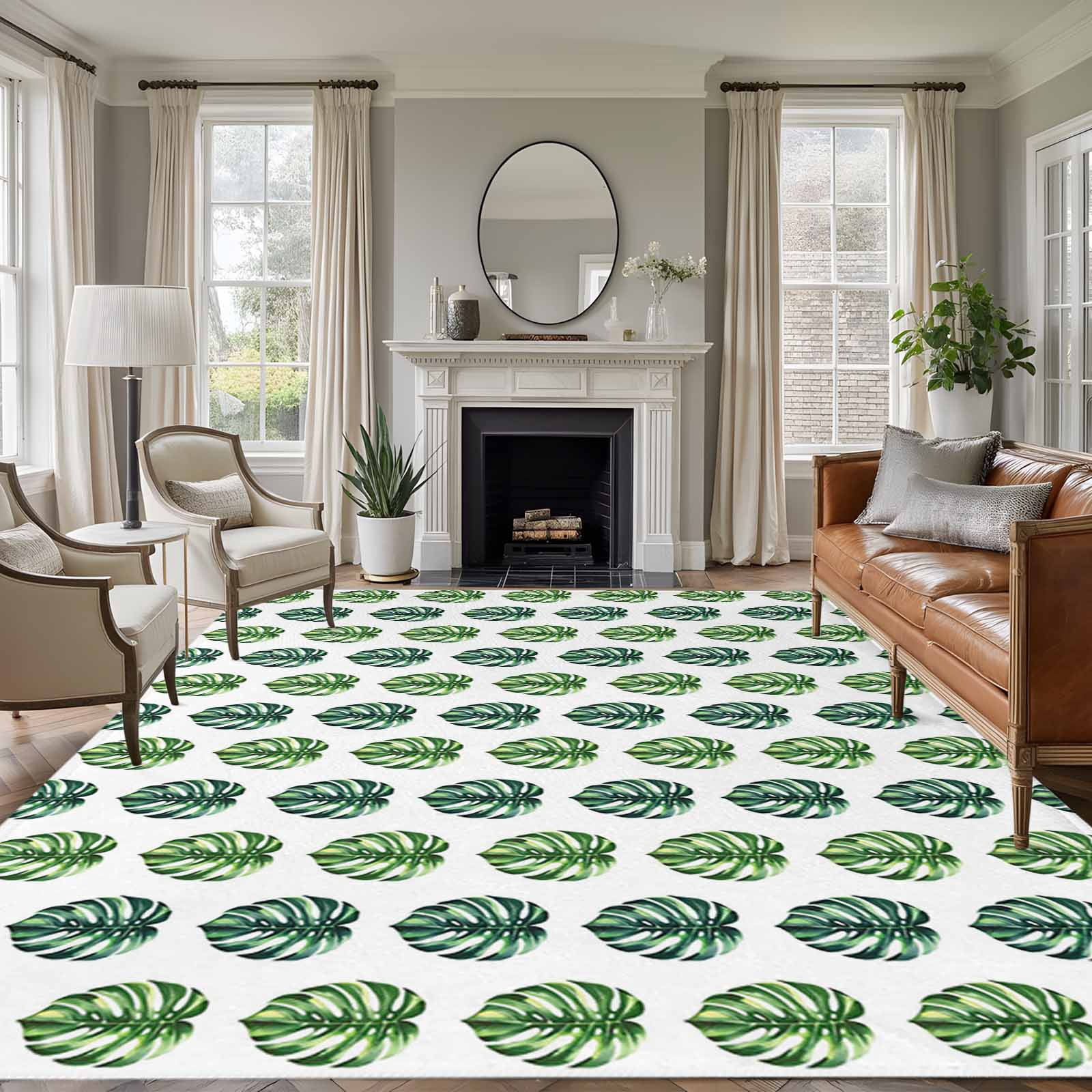 5x8 Area Rugs for Living Room, Tropical Leaves Non Slip Area Rugs for ...