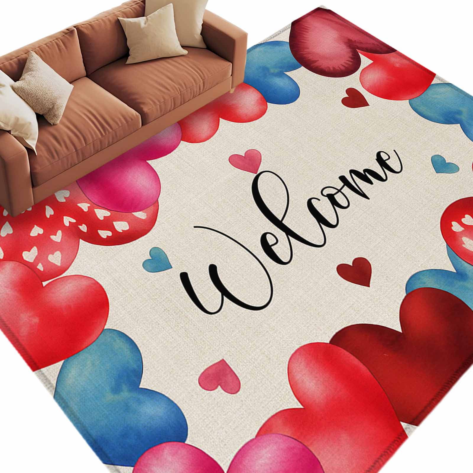 5x8 Area Rugs for Living Room, Valentine's Day Non Slip Area Rugs for ...