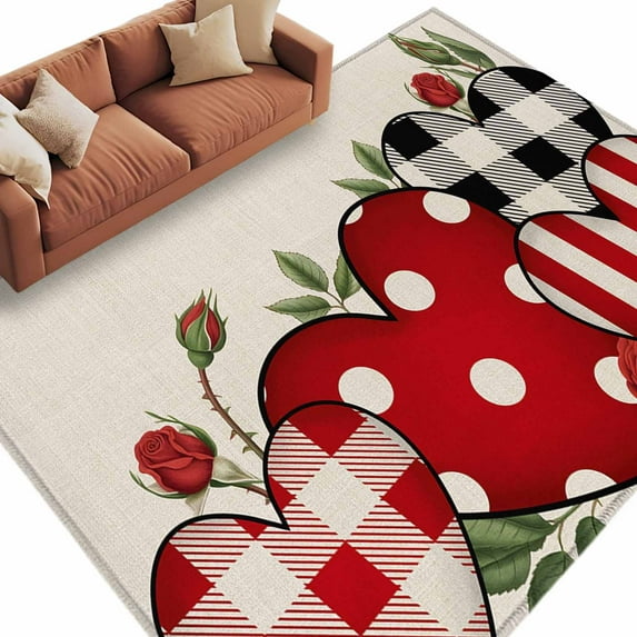 5x8 Area Rugs for Living Room, Valentine's Day Non Slip Area Rugs for ...