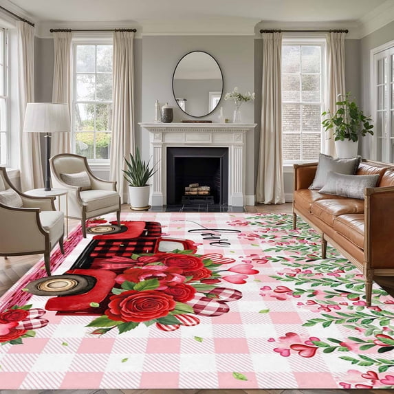 5x8 Area Rugs for Living Room, Valentine's Day Non Slip Area Rugs for ...