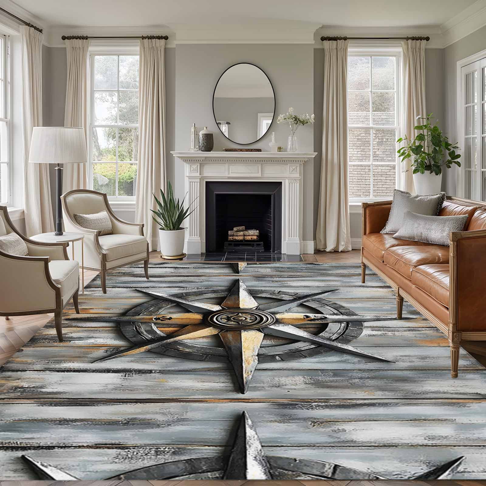 5x8 Area Rugs for Living Room, Vintage Coastal Non Slip Area Rugs for ...