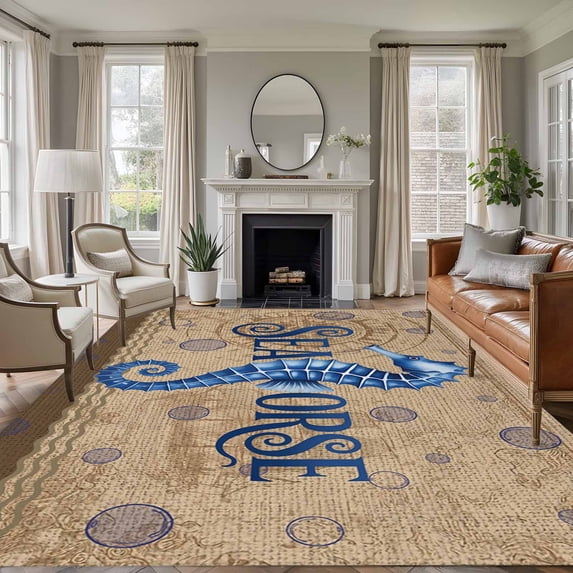 5x8 Area Rugs for Living Room, Vintage Seahorse Non Slip Area Rugs for ...