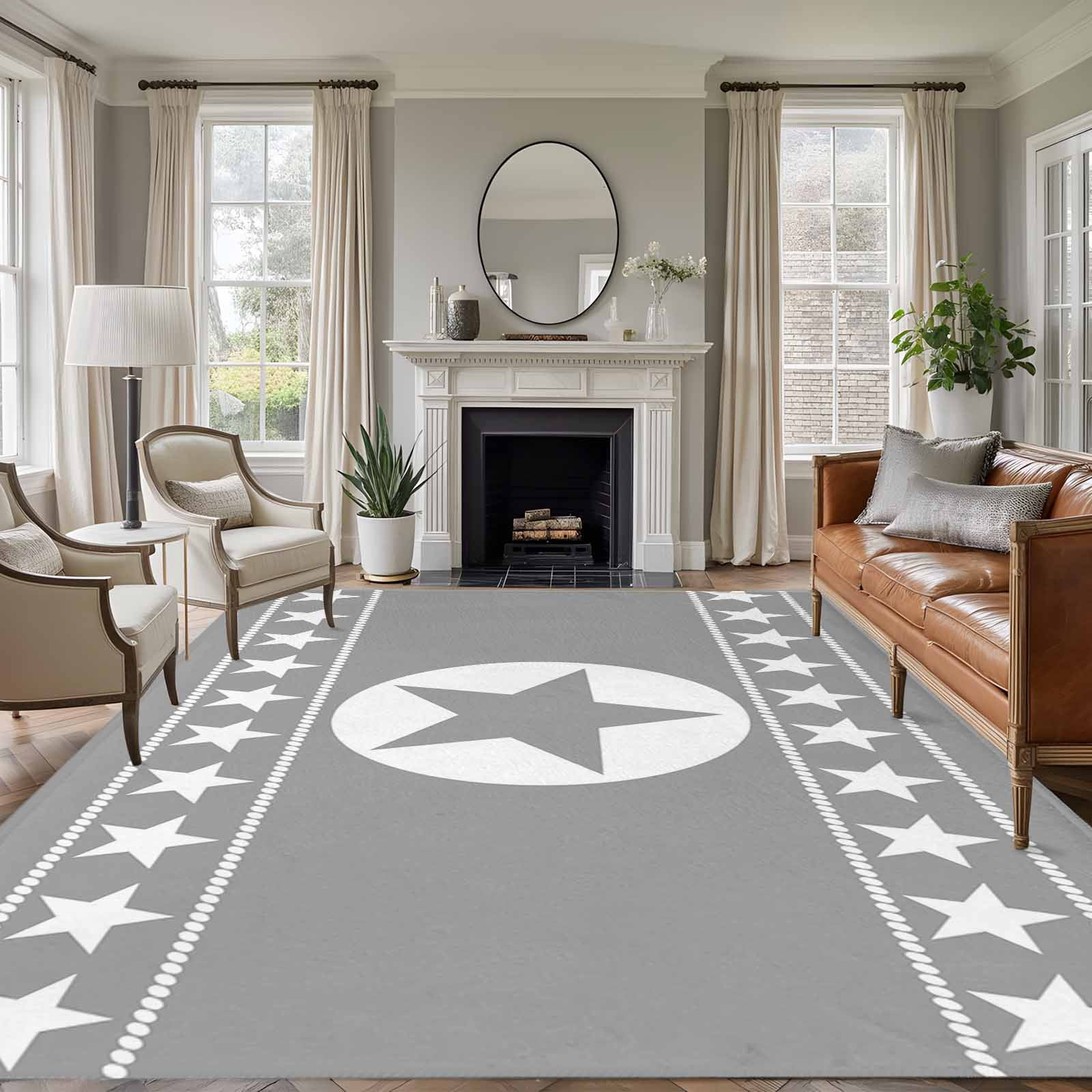 5x8 Area Rugs for Living Room, Western Star Ethnic Non Slip Area Rugs ...