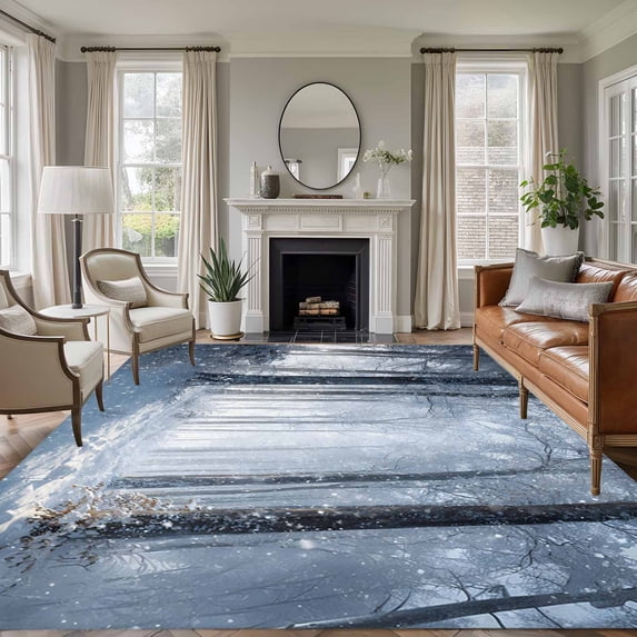 5x8 Area Rugs for Living Room, Winter Forest Non Slip Area Rugs for ...