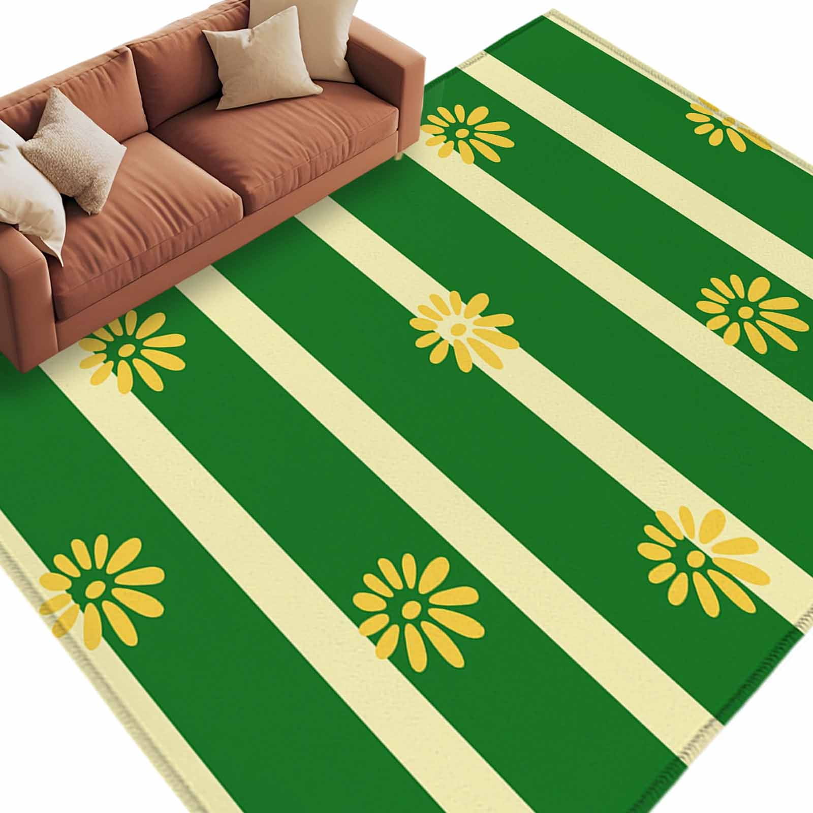 5x8 Area Rugs for Living Room, Yellow Daisy Non Slip Area Rugs for ...