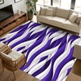 5x8 Area Rugs, Purple White Moire Non-Skid Rubber Backing Large ...