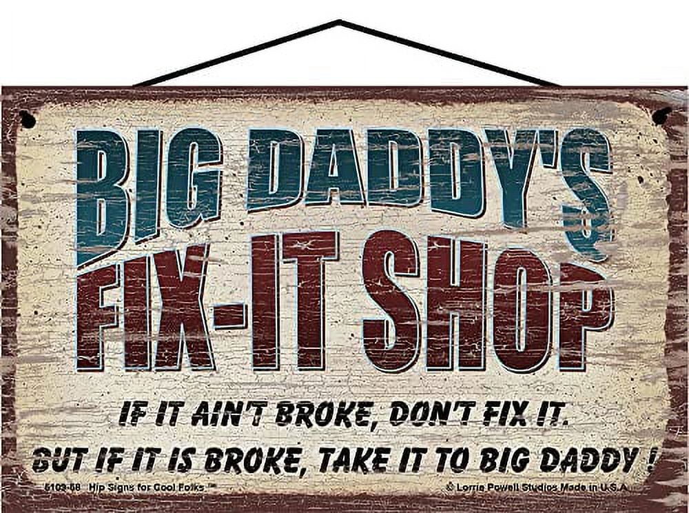 5x8 Big Daddy's Fix-It Shop Sign Grandfather Grandpa Father's Day Gift ...