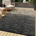 5x8 Black Brown Outdoor Rug Waterproof, Modern Striped Plastic Straw ...