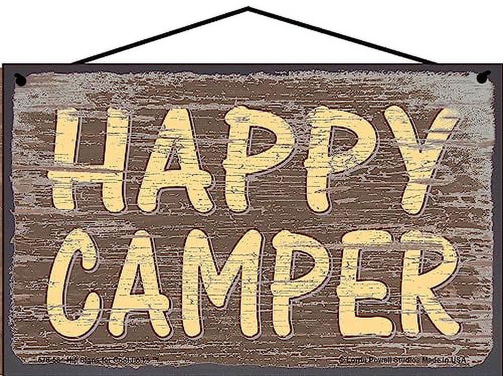 5x8 Brown Vintage Style Sign "Happy Camper" - Classic RV, Camping Decor ...