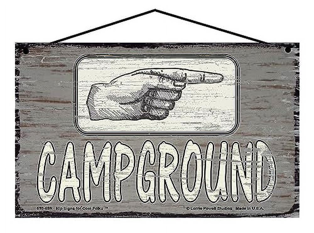 5x8 Campground Pointing RIGHT - Vintage Style Sign, Rustic Home Décor ...