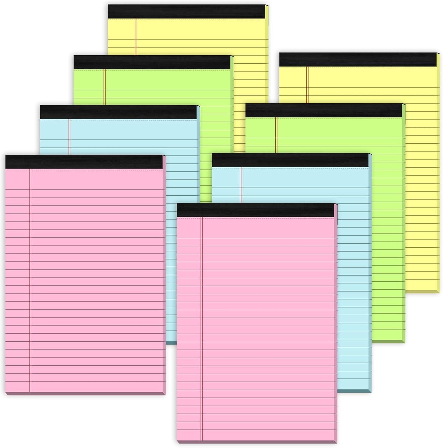 5x8 Colored Legal Note Pads, 8 Pack/Small Writing Pads, Lined Notebook ...