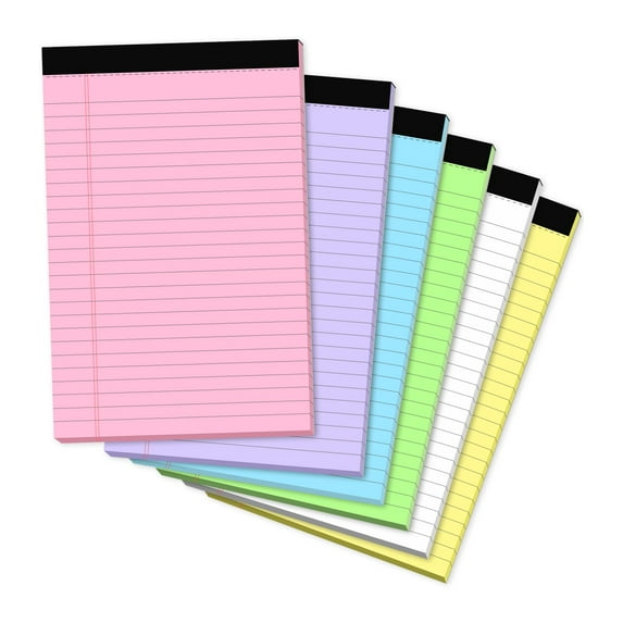 5x8 Colored Legal Pads 6 Pack, Mini Notebooks with Sturdy Back and ...