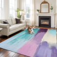 5x8 Cyan Purple Area Rug for Living Room, Washable Non Slip Low Pile ...