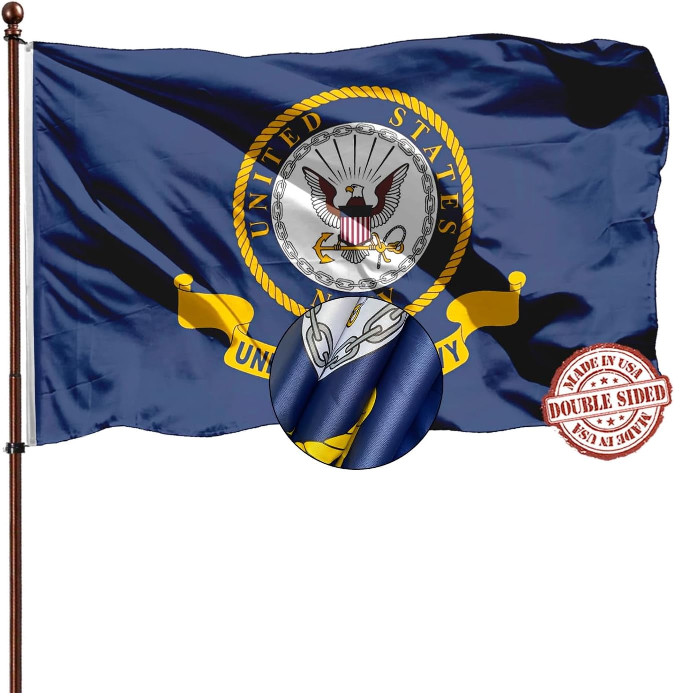 5x8 Double Sided Navy Outdoor Flag - Heavy Duty 3Ply 240D Polyester ...