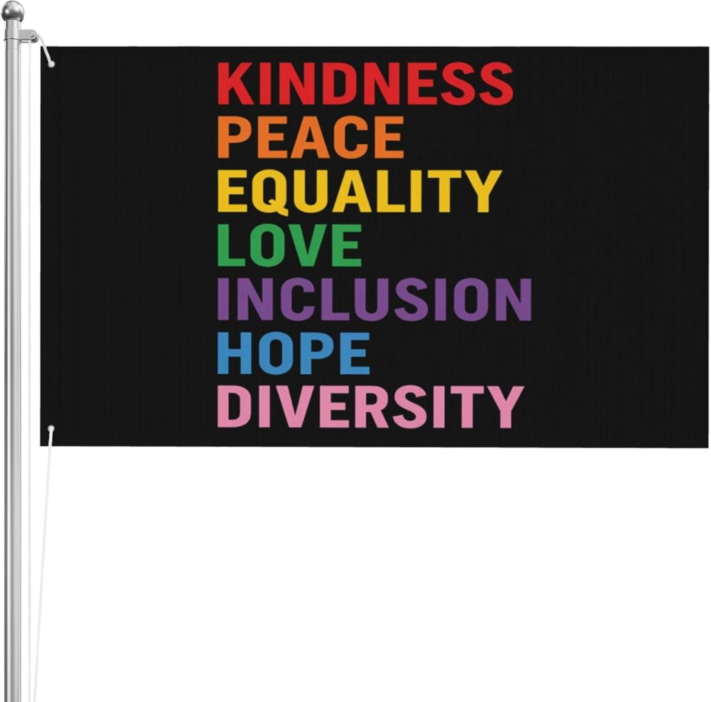 5x8 Feet Kindness Love Peace Equality Inclusion Hope Diversity Flag ...