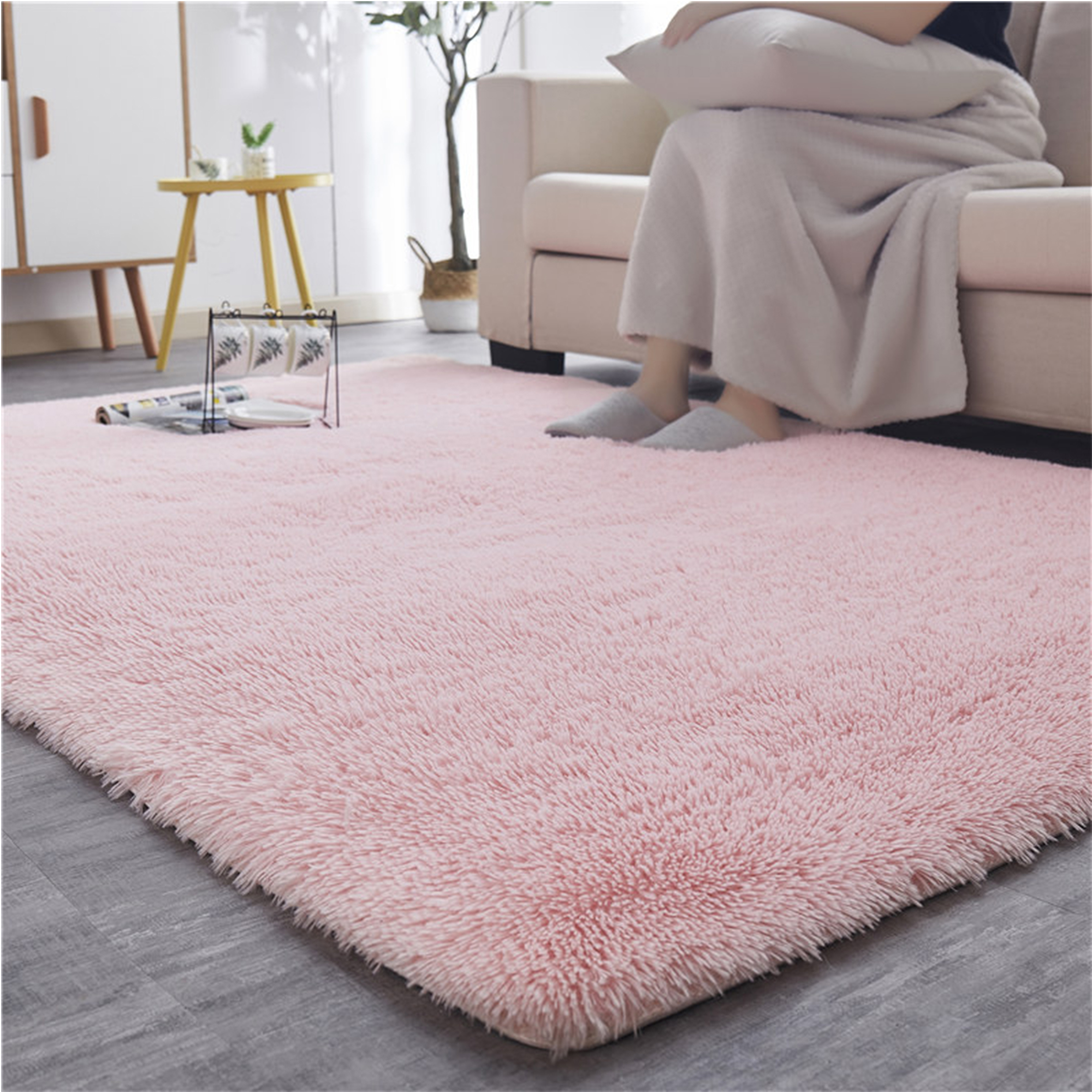 5x8 Feet Soft Fluffy Area Rug,Anti-Skid Durable Rectangular Shaggy Rug ...
