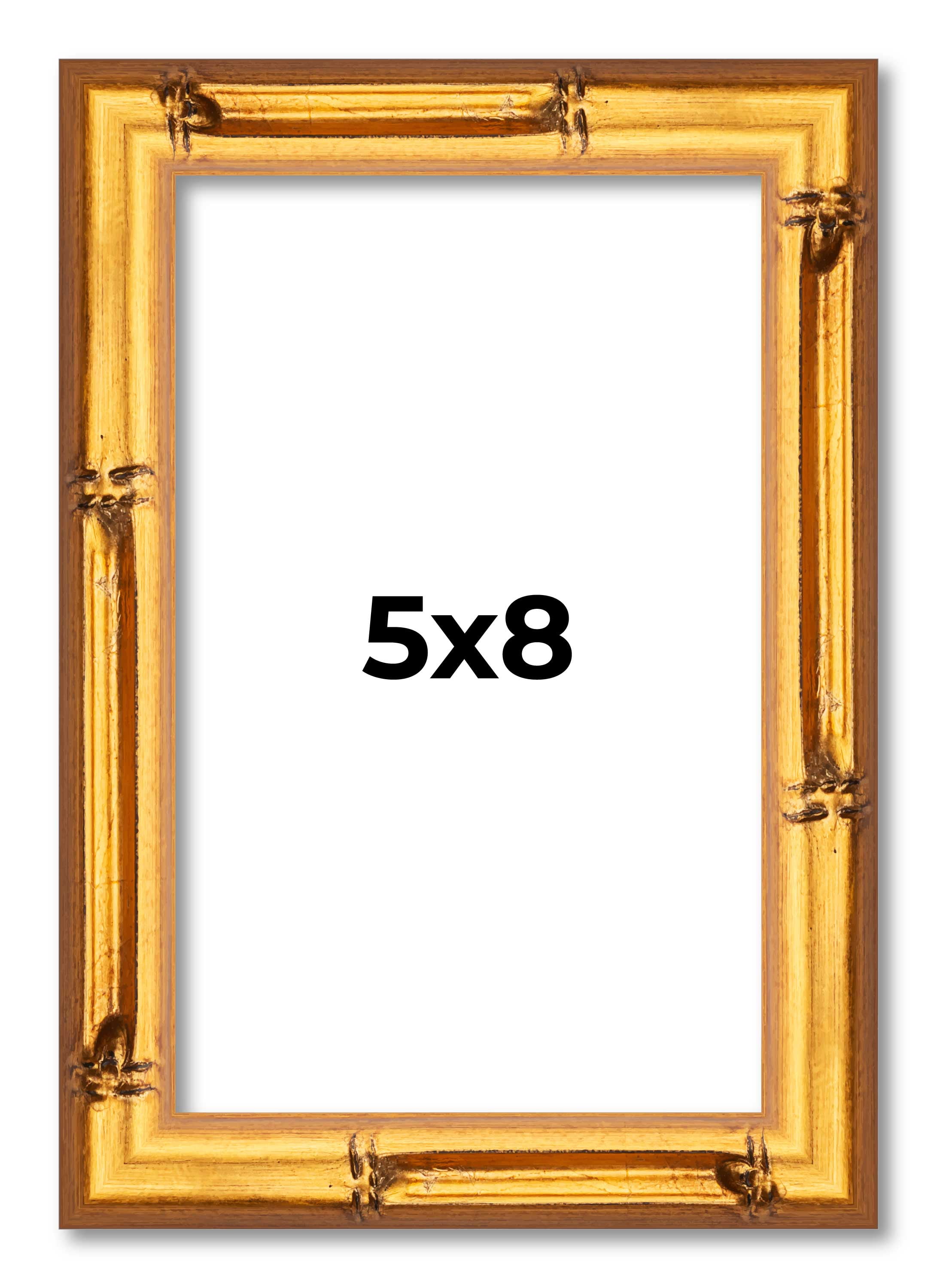 5x8 Frame Gold Bamboo Solid Wood Picture Frame | 1 Inch Moulding Width ...