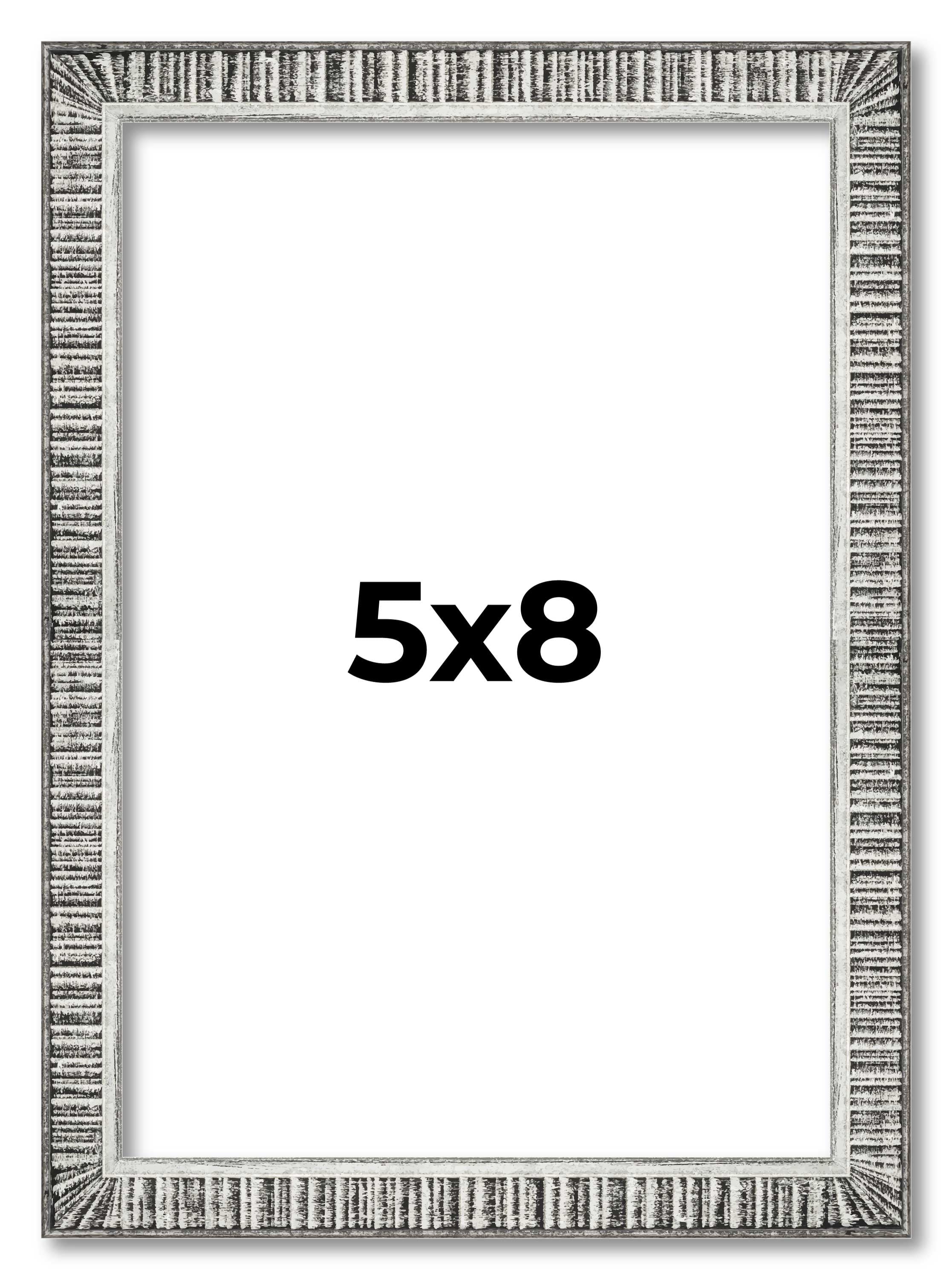 5x8 Frame Silver Grey Distressed Solid Wood Picture Frame | 0.75 Inch ...