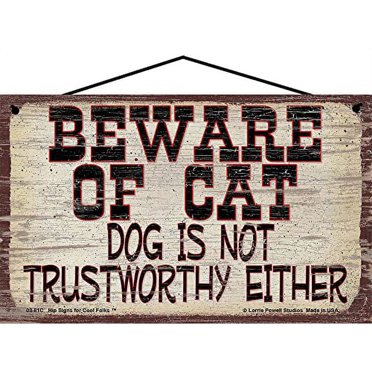 Funny Beware Of Dog The Cat is Shady Too Novelty Tin Sign Animal/Pet ...