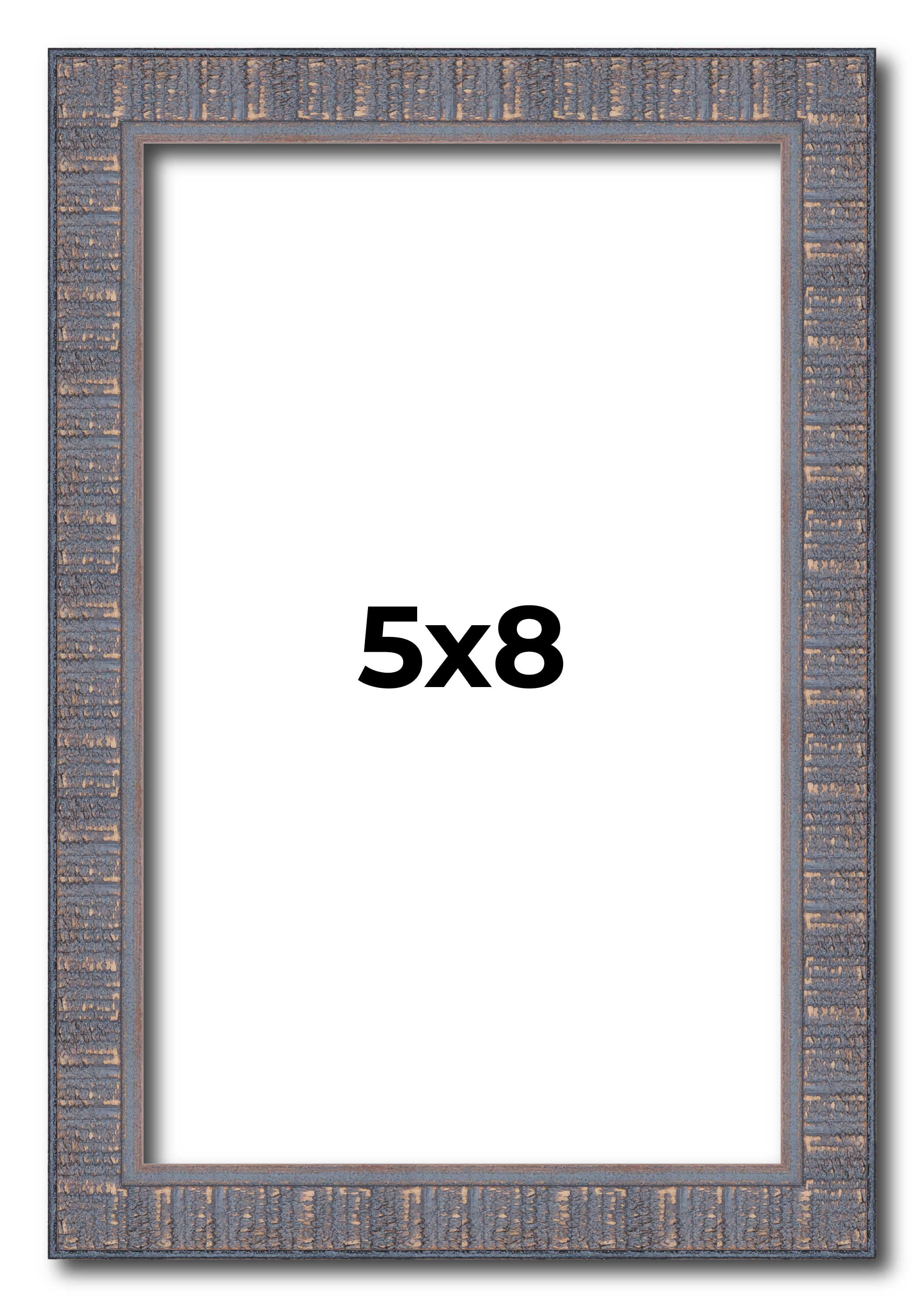 5x8 IN Frame Blue Kingsley Pewter Solid Wood Picture Frame Width 0.75 ...