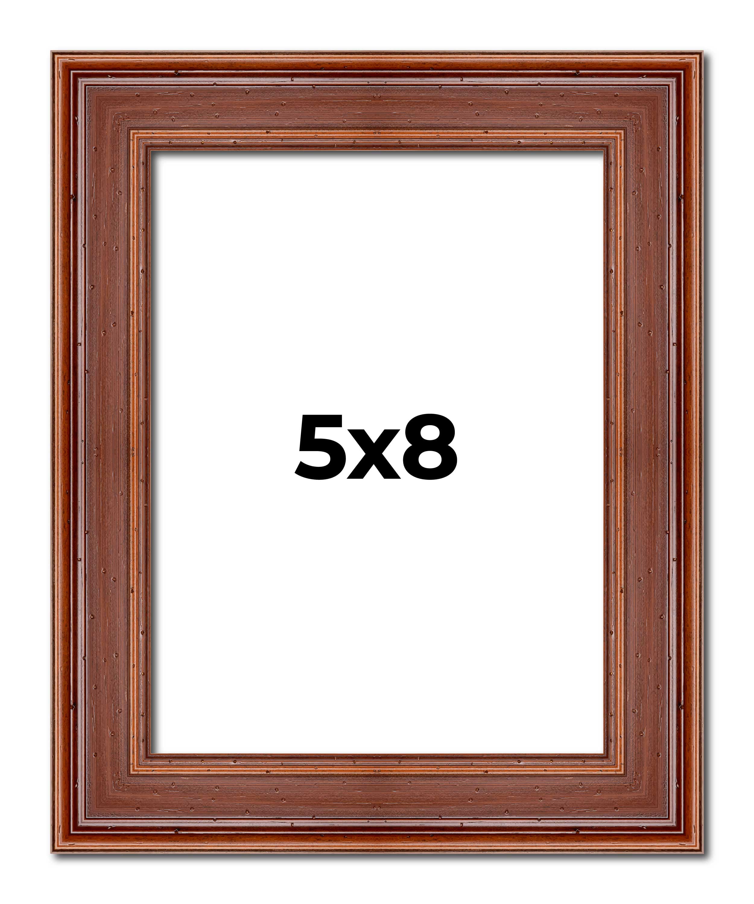 5x8 IN Frame Brown Old Farmhouse Waxed Board 2" Wide Wood Frame Width 2 ...