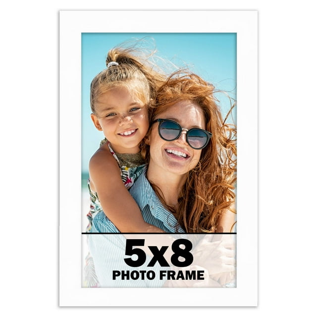 5x8 In Frame White Solid Wood Picture Frame Includes UV Acrylic Shatter ...