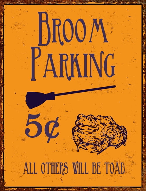 5x8 Inch Halloween Yard Sign Broom Paking 5 Cent Outdoor Plaque for ...